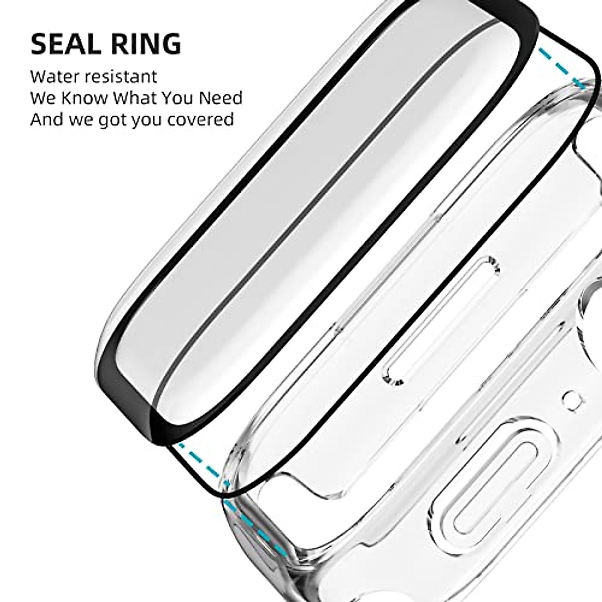 OXWALLEN Waterproof Case fit for Apple Watch Series 8/7 45mm with Bulit-in 9H Tempered Glass Screen Protector, Rugged Protective [Anti-Fog ] [Full Coverage] [Touch Sensitive] Case for iWatch, Clear