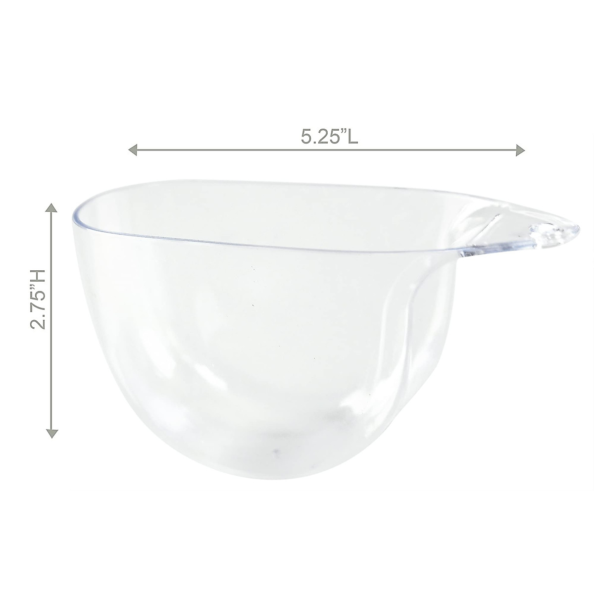 HOME-X Cereal Scoop, Plastic Scoop for Canisters and Containers of Food, Coffee, or Detergent, One-Cup Capacity, 5 1/4" L x 2" W x 2 3/4" H, Clear