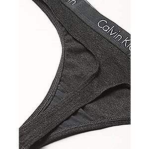 Calvin Klein Women's Motive Cotton Multipack Thong Panty, Charcoal Heather/Black, Small