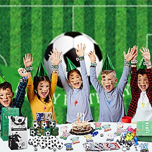 158Pcs Soccer Party Favors - Bags, Whistles, Balls, Slap Bracelets, Keychains, Stickers, Tattoos for Party Goodie Bags