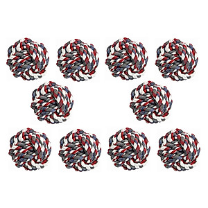 MPP Rope Dog Ball Toy 3.75 Inch Durable Dental Flossy Tough Chew Choose Quantity (4 Ball Toys)