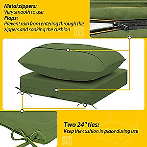 AAAAAcessories Outdoor Deep Seat Cushions for Patio Furniture, Water-Resistant Replacement Patio Chair Cushions Set of 4, 24 x 24 x 5 inch, Dark Moss Green
