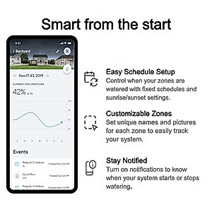 Wyze WSPRK1 Smart Controller , Smart Sprinkler Timer with EPA Watersense , 8-Zone WiFi (1 Year of Automatic Weather-Based Watering with Sprinkler Plus Included), Black