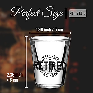 Onebttl Retirement Gifts for Men & Women, Funny Retirement Shot Glasses Set of 2-1.5oz Shot Drinking Glass Retirement Gifts for Couples, Gifts for the Retired - Officially Retired