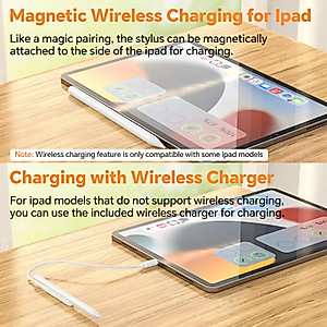 iPad Pencil 2nd Generation with Magnetic Wireless Charging, with Magnetic Wireless Charger for iPad 6/7/8/9/10,iPad Pro 11 12.9 inch,iPad Mini 5 6,Instead for Apple Pencil Pen