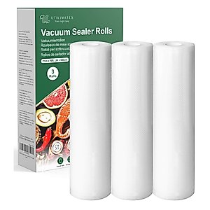 UTILIMATES Vacuum Sealer Bags for Food, BPA-free Puncture Prevention Heavy Duty Vacuum Sealer Bags Rolls 11 Inch 16 Feet 3-pack, Ideal for Custom Fit Food Saver, Seal a Meal, or Sous Vide