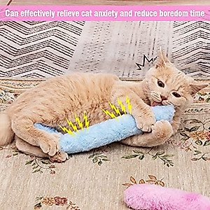 MEWTOGO 6Pcs Cat Kicker Toys with Sound Paper- Kitty Kick Sticks Soft Plush Cat Chew Toy to Squeak- Durable Cat Kick Toy for Indoor Kitten Cats Playing Chewing(11.8" x 1.6")