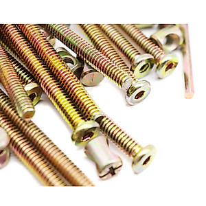 binifiMux 15-Pack 1/4-20 x 3 Crib Screws, Zinc Plated Hex Socket Cap Bolts Barrel Nuts for Bunk Bed Cots Chiars Furniture