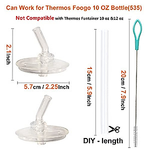 Replacement Straws for Thermos Foogo 10 OZ Straw Bottle, (6Pcs Silicone Sipper Straws, 6 pcs Silicone straw stems and 2 pcs straw brushes) - 6 Sets.