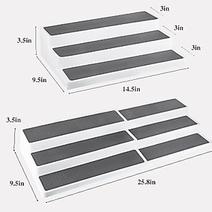 JMSWENJUAN Expandable 3-Tier Spice Rack,Step Shelf Kitchen Cabinet Organizer Spice Stack Display Shelf for Pantry Cabinet or Countertop