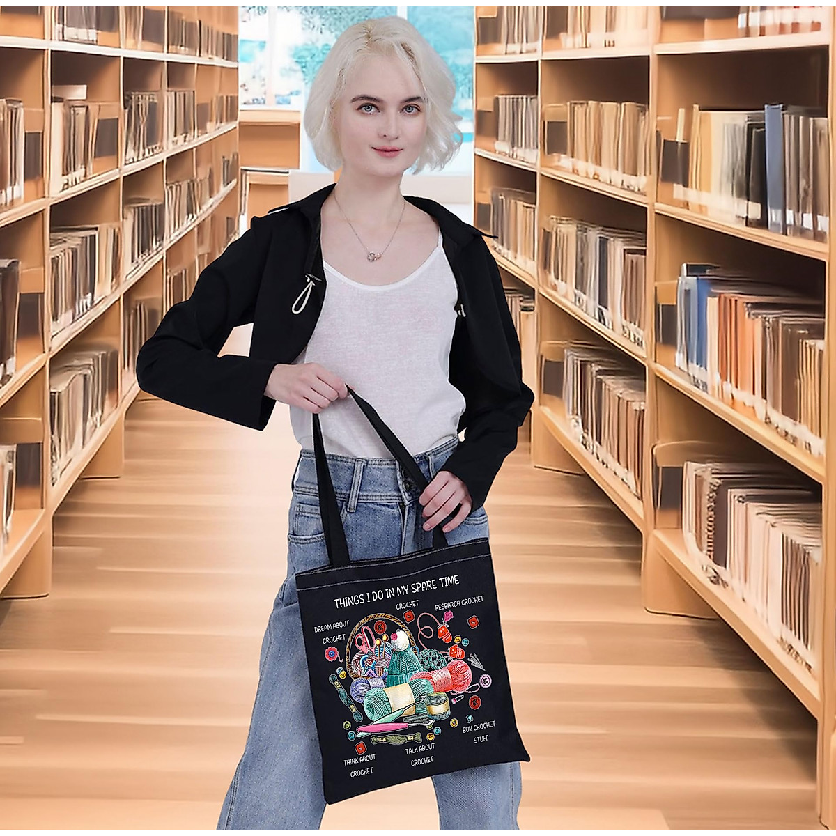 G2TUP Yarn Storage Bag For Knitting Knitter Project Bag Things I Do In My Spare Time Knitting Gift (Things I Do Black)