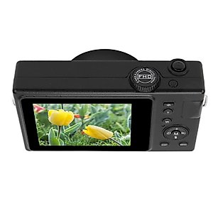 Vlogging Camera, Long Battery Life Selfie Dual Screen 4K Digital Camera Multifunction Cyclic Record 4X Zoom for Travel for Kids for Beginners for Outdoor (Black)