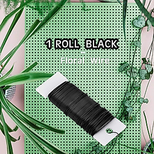 Floral Wire 38 Yards 114 Ft Florist Paddle Wire 22 Gauge Flexible Paddle Wire for DIY Crafting Wreath, Floral Arrangement, Bouquet Stem Wrapping, Christmas Wreaths Tree, Wedding Bouquets (Black)