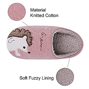Kids Animal Slippers Hedgehog House Slippers with Memory Foam for Girls and Boys Winter Indoor Shoes, Pink Size 3-4