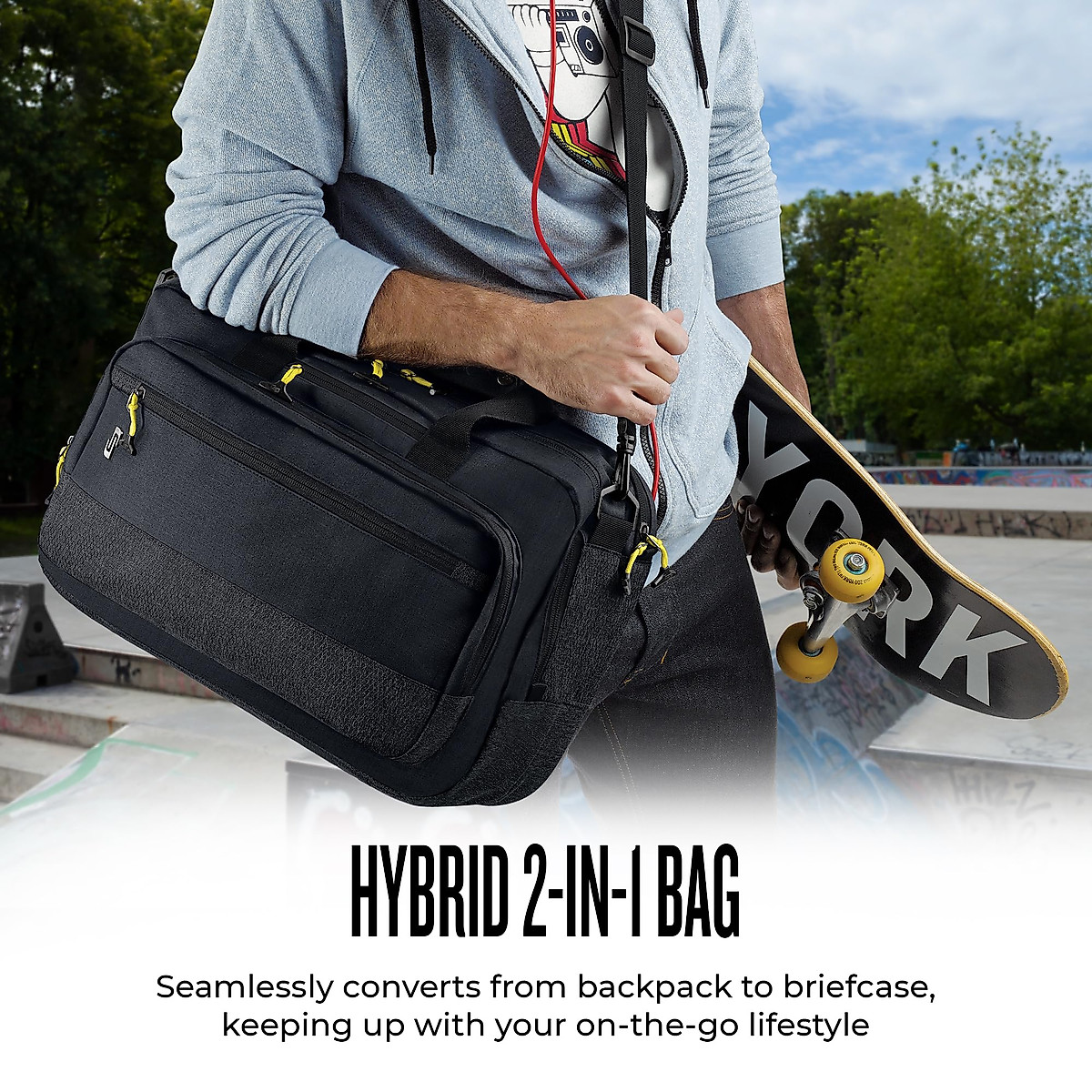 Solo Velocity 15.6 Inch Laptop Hybrid Backpack Briefcase, Navy/Grey