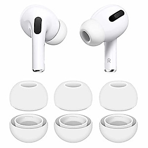 3 Pairs Compatible with AirPods Pro and Pro 2 Ear Tips Buds, Medium Size Replacement Silicone Rubber Eartips Earbuds Gel Cover Accessories Compatible with AirPods Pro 2nd 1st - Medium White