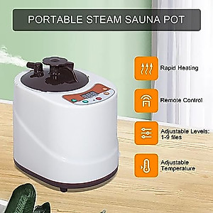 Smartmak Portable Sauna Steamer, 2L 900W Stainless Steel Generator, with Remote Control, Home Spa Machine for Body Detox (US Plug)