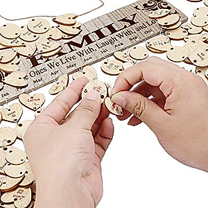 Family Birthday Calendar Board DIY Wooden Birthday Reminder Wall Hanging Calendar Plaque for Mom Dad with 100 Piece Wooden Discs