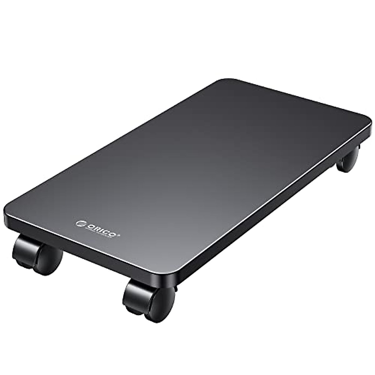 Metal Computer Tower Stand, ORICO Mobile CPU Holder, 4 Caster Wheels Computer Tower Stand Carts on Carpet Fits for Most Computer Tower, Gaming PC, PC Holder, ATX Case（Black, 16.14 * 8.38 * 0.78inch）