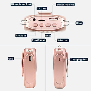 SHIDU Voice Amplifier Teachers,Megaphone Speaker Portable PA System with Microphone Headset(Work of 12hours) Supports MP3 Format Audio for Tour Guides Coaches Yoga Fitness Instructors