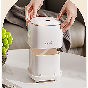 Yuzita Plastic Trash can Creative Mini Desktop Trash can, with lid Small Home Office Cleaning Trash Button Desktop Storage bin, with 50 Trash Bags