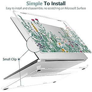 TWOLSKOO Case for 13.5" Microsoft Surface Laptop 5/4/3 with Alcantara Palm Rest Model 1958/1950, Plastic Hard Shell Case with Screen Protector + Keyboard Cover + Dust Plug, Botanical Illustration