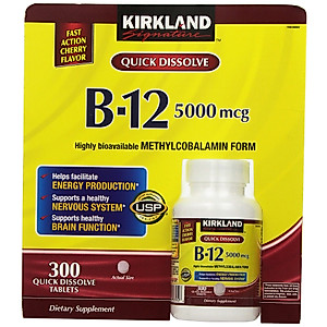 Kirkland Signature Quick Dissolve B-12 5000 mcg, 300 Tablets