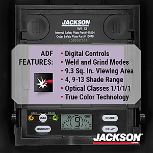 Jackson Safety Welding Helmet - Digital Auto Darkening Filter - Welding Hood For Men And Women - 4 Sensors - Black - 46129