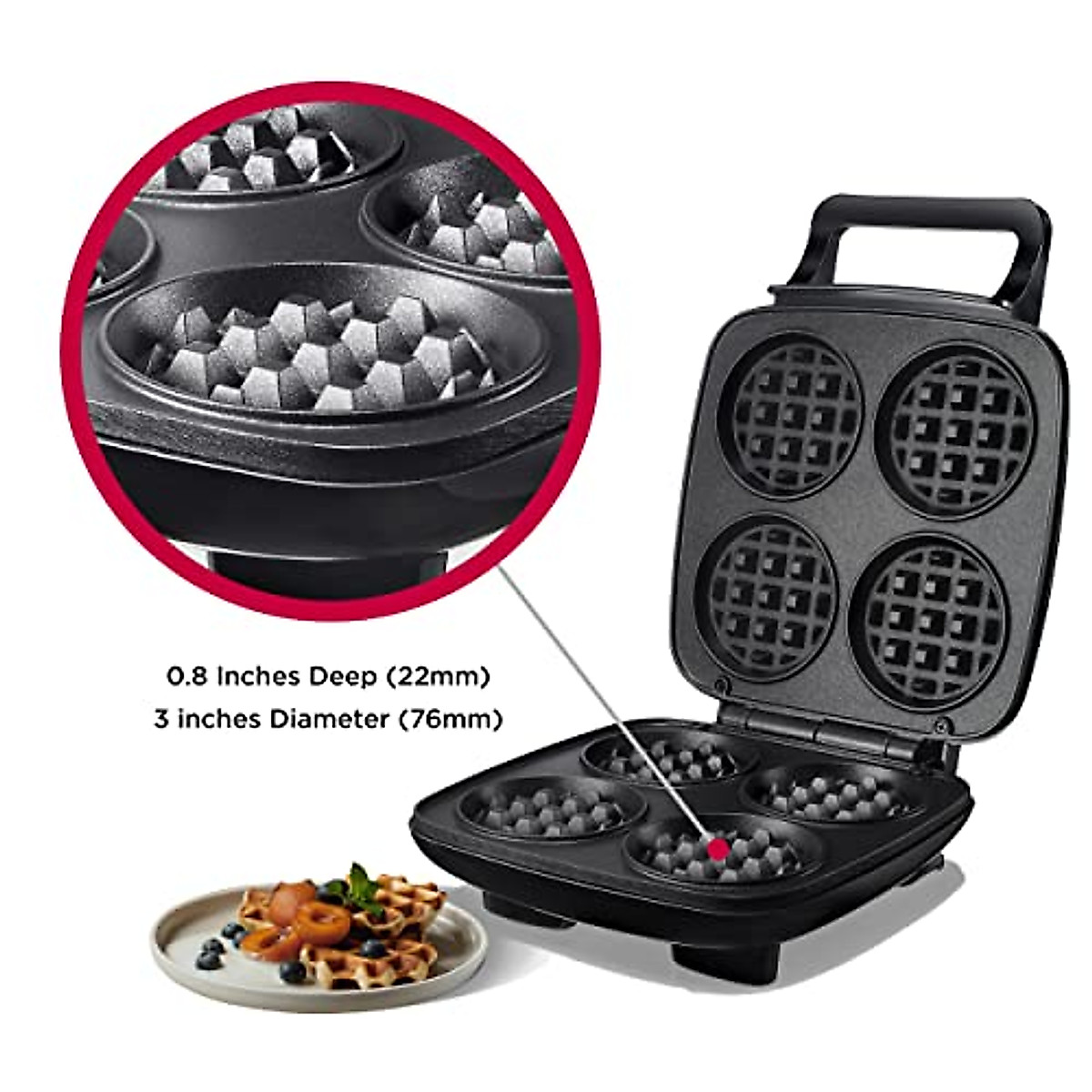 mywaffle Classic Waffle & Chaffle Maker - For Breakfast, Churro, Keto, Belgian and Dessert Waffles - Non-Stick Surface, Extra Deep Plates and Easy to Clean, Perfect for Individuals and Families