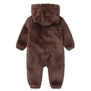CAHL&FAUO Unisex Baby Boy Girl Solid Romper Infants Outfit Clothes 3D Print Bear Color with Zipper Jumpsuits for 0-3 Months Brown