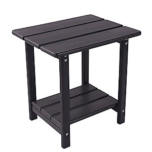 WORLDEEP Square Outdoor Side Table, Pool Outdoor Side Table for Patio, HDPE End Tables for Backyard, Pool, Indoor Outdoor Companion, Beach Table, Kids Picnic Table (Black, 18.5"×15")
