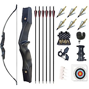 Monsour Archery 53" Takedown Recurve Bow and Arrows Set for Adults Right Hand Longbow Kit Straight Bow for Beginner Shooting Practice 30 40lb (40lb)