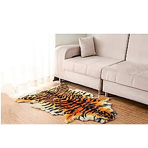 Tiger Area Rug Chic Style Leopard Skin Printed Rugs Australia Sheepskin Carpet Soft Plush Eco-Friendly Fits Perfectly in Living Room/Bed Room or as a Couch Decor One Pelt 1 Pack