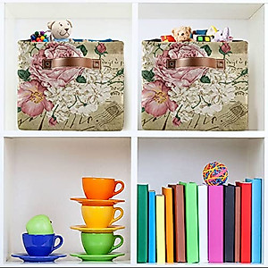 ALAZA Shabby Chic Pink Rose Floral Foldable Storage Box Storage Basket Organizer Bins with Handles for Shelf Closet Living Room Bedroom Home Office 1 Pack