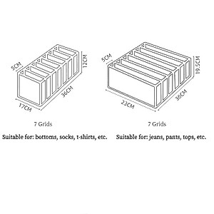 Wardrobe Clothes Organizer,7 Grids Jeans Compartment Storage Box,Foldable Closet Organizers and Storage Baskets for Bedroom 2 Sizes (White)