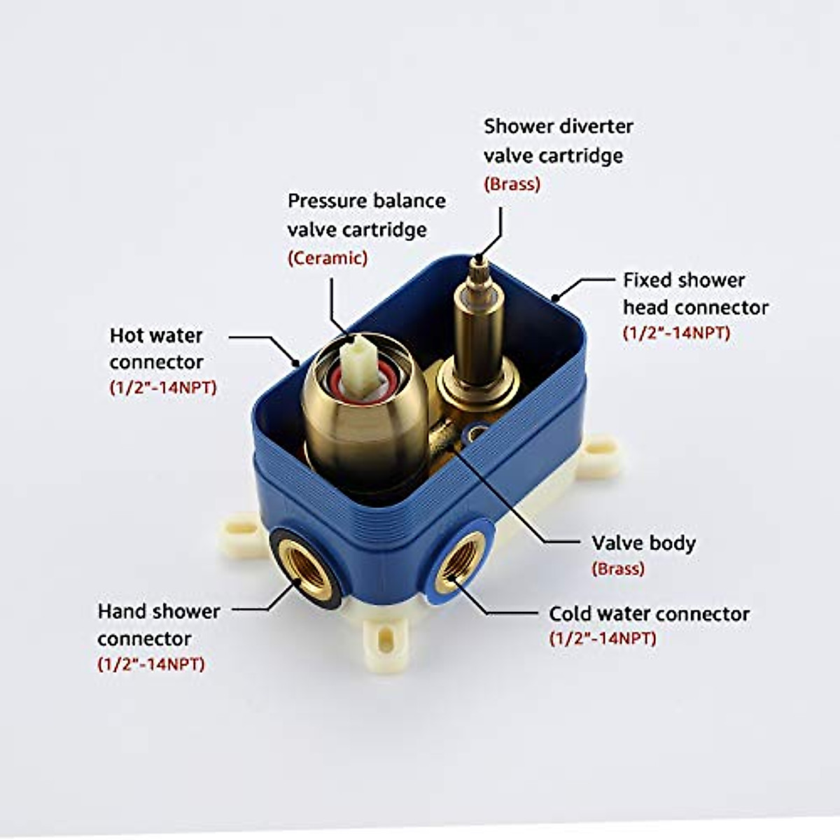 Shower System, Brushed Gold Shower Faucet Set Contain High Pressure 12 inch Round Rain Shower Head with Handheld, Wall Mounted Golden Brush Rainfall Shower Mixer Combo Set for Bathroom