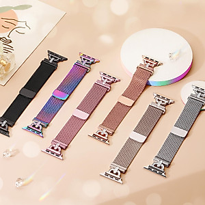 Metal Magnetic Band for Apple Watch Bands 44mm 45mm 46mm 42mm 49mm 40mm 38mm 41mm iWatch Ultra SE Series 10 9 8 7 6 5 4 3 2 1, Milanese Loop Jewelry Stainless Steel Mesh Wristband Women Men, Silver