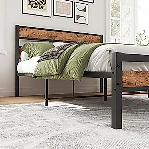 HOJINLINERO Full Size Bed Frame with Wood Headboard and Footboard,Platform Bed Frame Full No Box Spring Needed,Noise-Free,Heavy Duty Slats Support,Easy Assembly,Rustic Brown