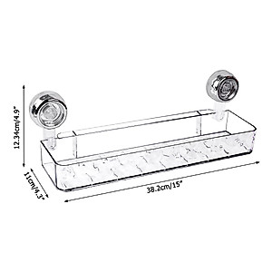 DONGKER No Drill Clear Wall Caddy,Wall Mount Removable Bathroom Storage Rack with Suction Cup for Bathroom Dorm Kitchen