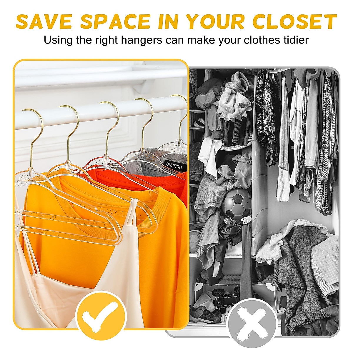 Concepts 20 Pack Premium Heavy Duty Glitter Accrylic Baby Hangers-Elegant for Baby Nursery Space-Saving Non-SlipClothes Hangers with Chrome Hook