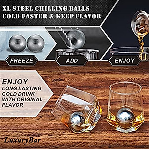 Diamond Whiskey Decanter Set with Glasses 4 Chillball, Whiskey Decanter Sets for Men Liquor Decanter Whiskey Set LuxuryBar Bourbon Decanters for Alcohol Tequila Scotch Vodka, Whiskey Gifts for Men Dad