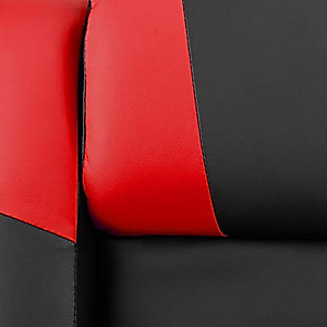 Amazon Basics Kids/Youth Gaming Recliner with Headrest and Back Pillow, Ages 3+, Black/Red