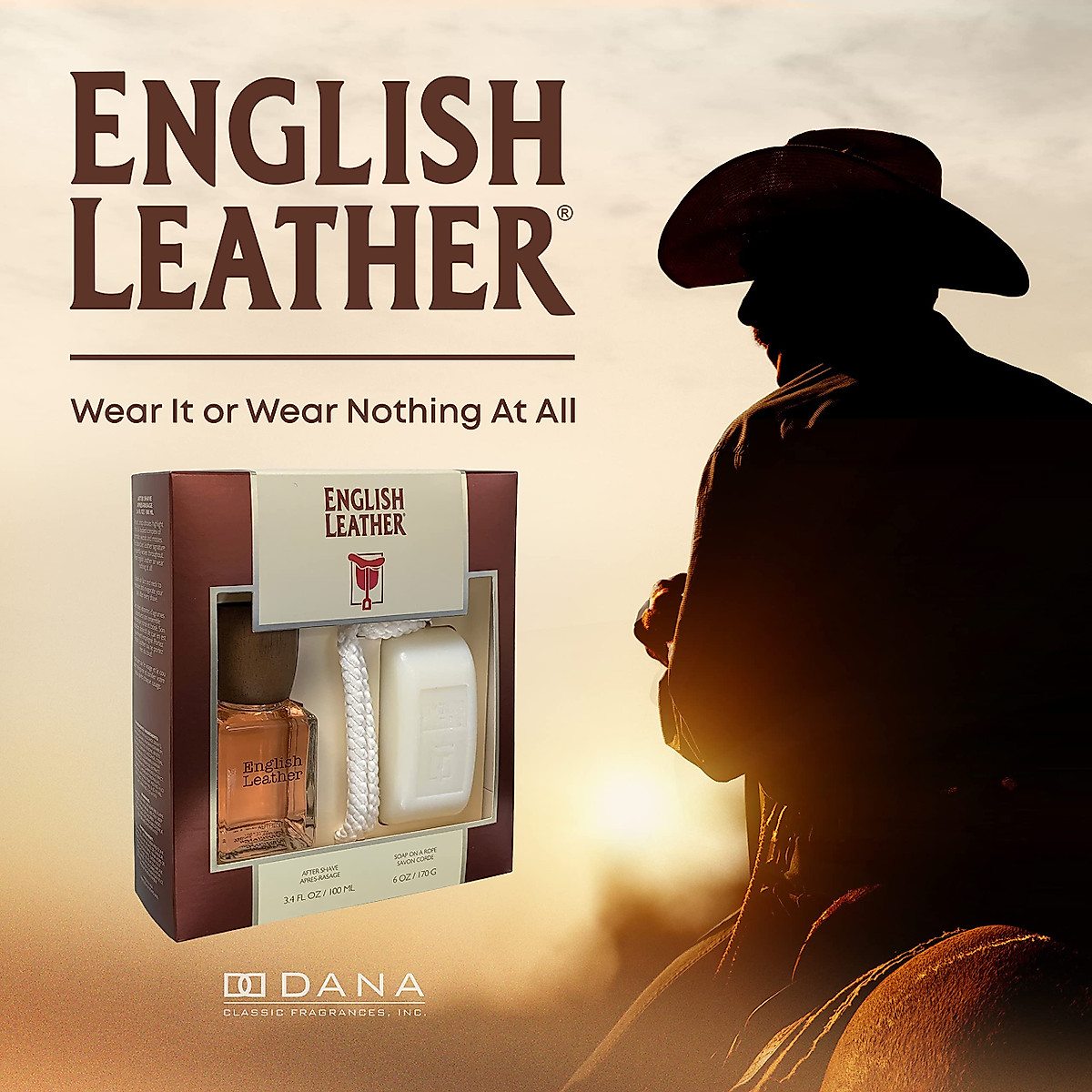 Dana ENGLISH LEATHER 2-PIECE GIFT SET for Men - After Shave Splash & Soap on a Rope Classic Fragrances