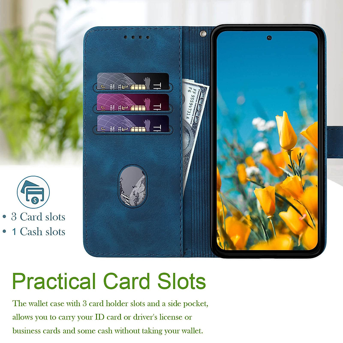 JHWVVTF for Galaxy S21 Case Wallet, Card Holder, Wrist Strap, Kickstand, Magnetic Closure, PU Leather Pattern Flip Cover, Shockproof Protective for Samsung S21 Phone Case (Blue)