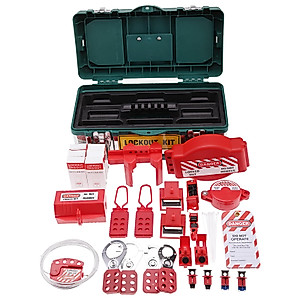 RealPlus Electrical Lockout Tagout Kit - Safety Padlocks, Gate Valve Lock, Ball Valve Lockout Device, Circuit Breaker Lockout, Hasp, Plug Lock, Cable Lockout, Loto Tags Set