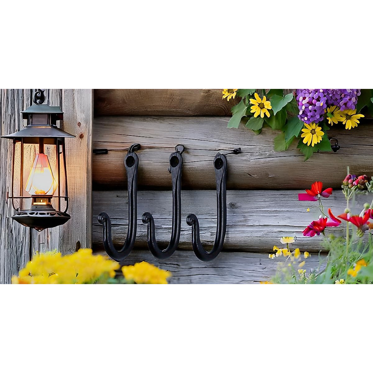 Hell Blues Decorative Hook Wrought Iron Wall Mount Coat Hooks ~ Set of 3 Handmade Classic Wall Hooks for Hanging Keys, Bags, Towels (Robe Hanger)