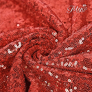 TRLYC 4Ft7Ft Photo Booth Backdrop Red Sparkly Wedding and Party Curtain