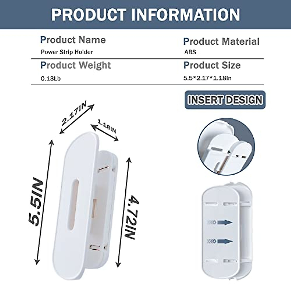 ATHACER Power Strip Holder 2 Pack Self Adhesive Power Strip Mounts with Wire Wrap Function WiFi Router Surge Protector Mount Fixator Wall Mount Punch Free Cable Management System