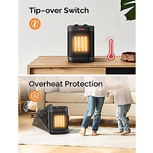 1000W Small Space Heaters for Indoor Use, PTC Ceramic Personal Heater with Overheating & Tip-Over Protection, Quiet Heating for Desktop Office Home