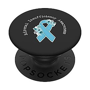 Adrenal Insufficiency Awareness Floral Light Blue Ribbon PopSockets Swappable PopGrip